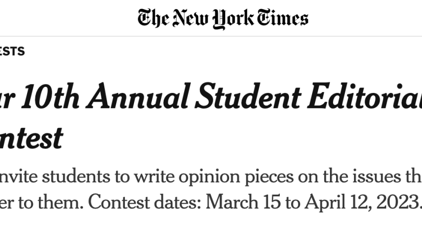 纽约时报社论竞赛 - New York Times Writing Contest